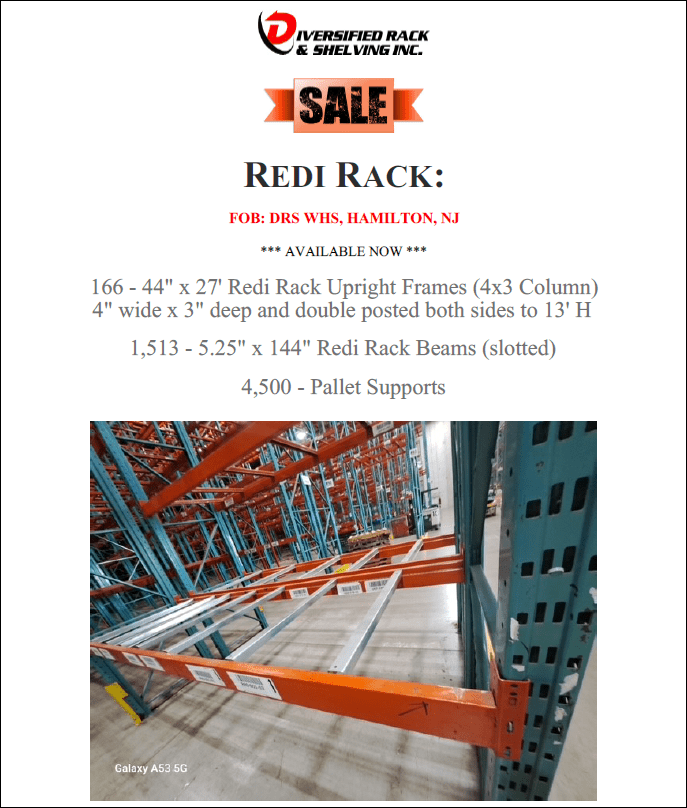 Specials - Diversified Rack & Shelving, Inc,
